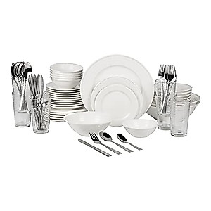 10 Strawberry Street Nova White Round 62-Piece Dinnerware Set, Service for 6
