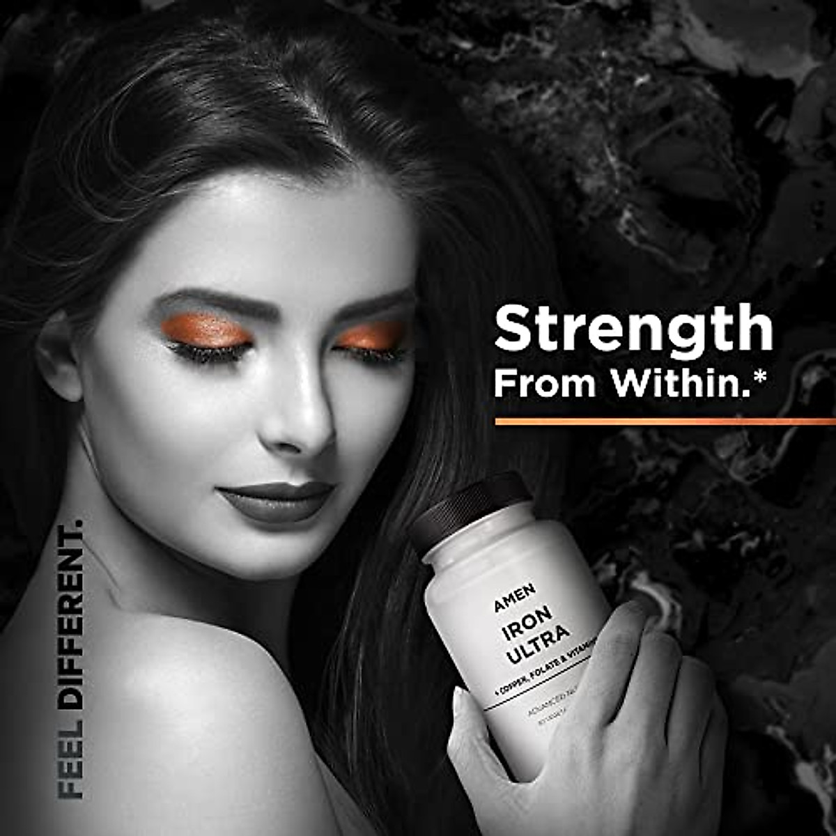 Amen Iron Ultra Supplement + Copper, Folate, Vitamin C and Vitamin B12-2-Month Supply - Ferrous Sulfate Iron Vitamin - Iron 65mg Per Serving - Iron Folic Acid - Non-GMO Iron Pills - 60 Capsules