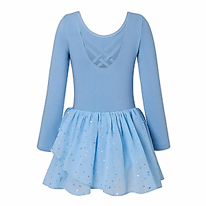 Move Dance Tutu Dance Clothes for Girls Childrens Ballet Leotards Dress 6 7 Yr Old Solid Color Auqa Unitard with Skirt for Gymnastic Exercise