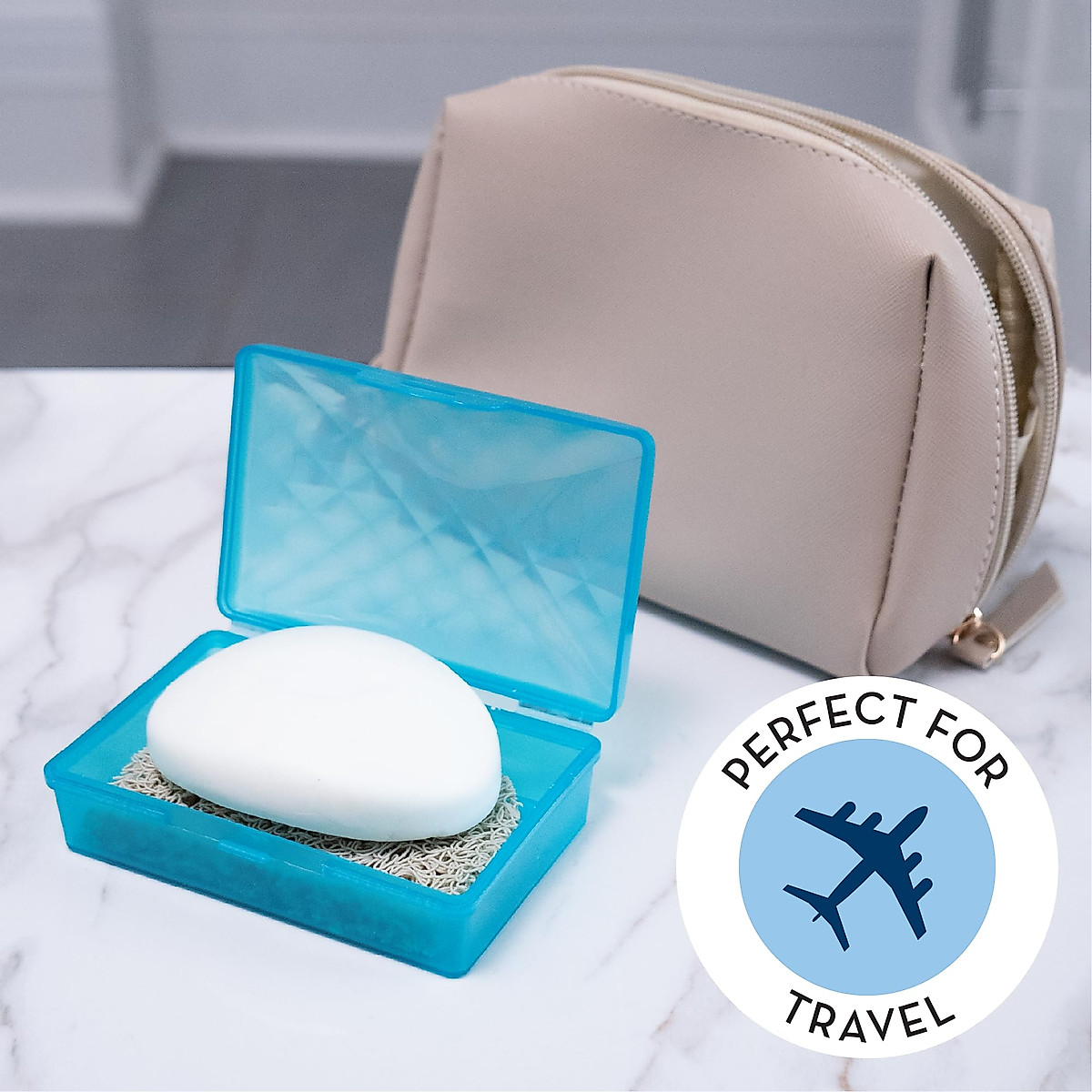 S&T INC. Soap Holder for Kitchen and Bathroom, Hand Soap and Bar Soap Lift, 2.9 Inches x 4.4 Inches, Cream, 4 Pack