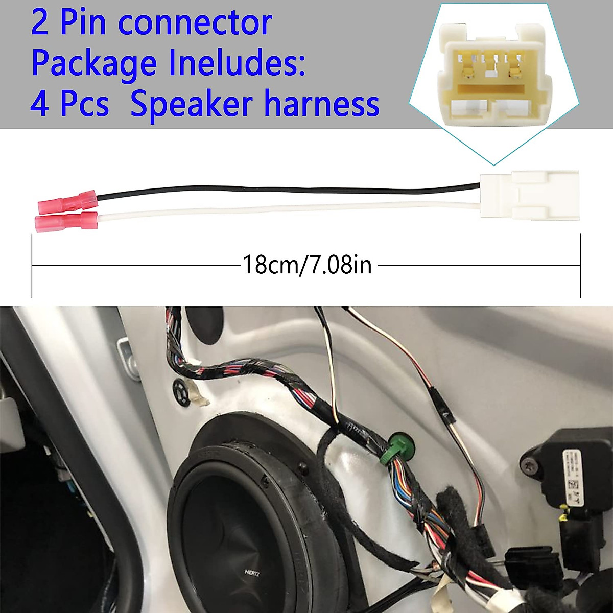 Car Speaker Adapter Wire Harness Front Rear Door 72-6514 Compatible for Jeep Dodge Chrysler Town & Country Dakota Ram Wrangler Speaker Wiring Harness Speaker Connector 4 Pack