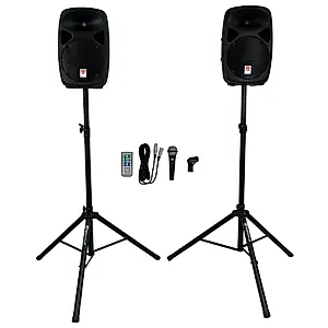 Rockville RPG102K 10" 400W Portable PA System, 2 Channel Mixer, Bluetooth, Includes Mic, Stands, Cables - Perfect for Live Performances, DJs, Karaoke
