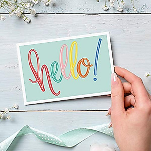 Sweetzer & Orange Hello Postcards Pack (60 Post Cards) 4x6 Postcards for Kids and Adults. 300gsm Note Cards. Blank Hello Greeting Cards, Mint Green Hello Cards