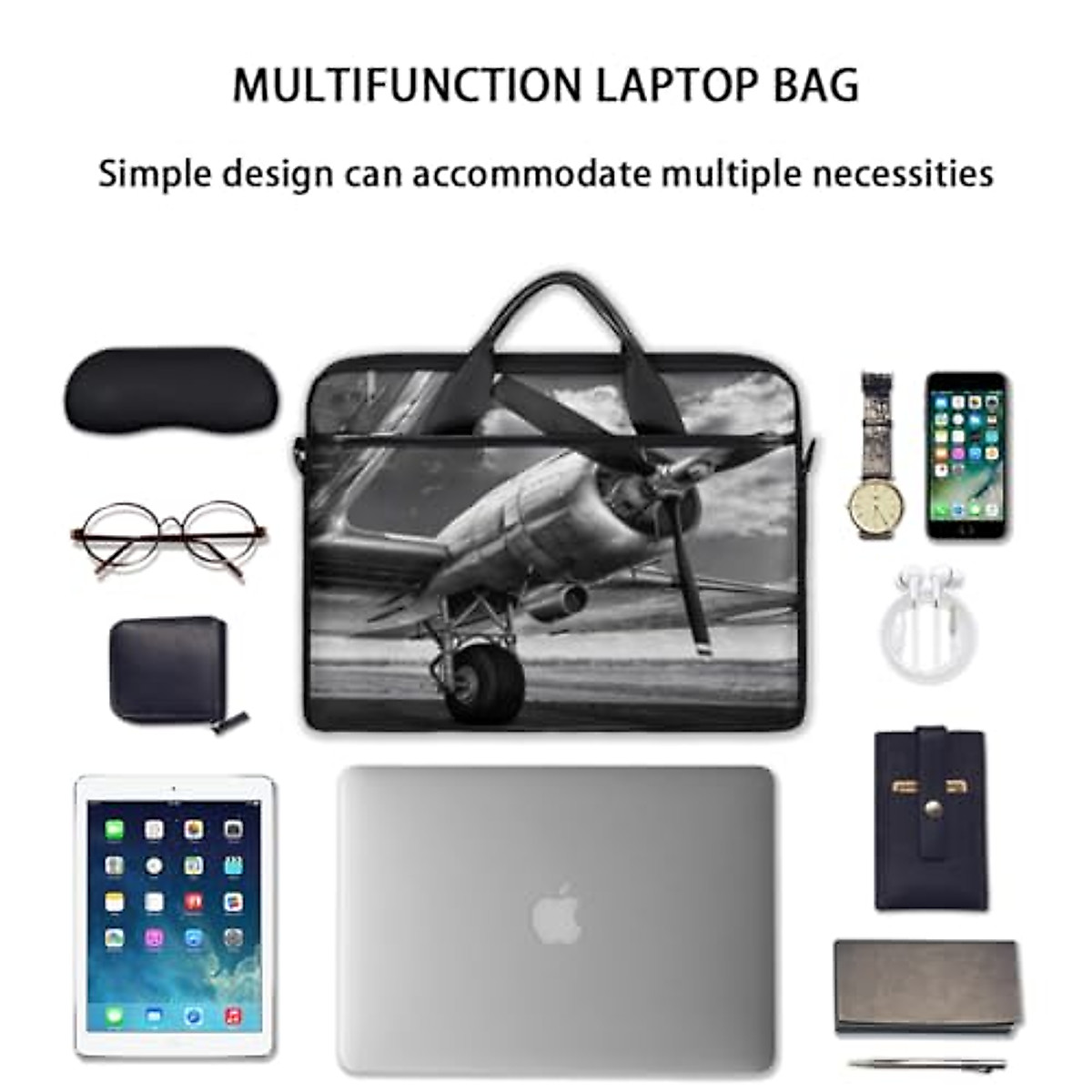 Airplanes Laptop Computer Bag Waterproof Shoulder Messenger Bag 13-15 inch Durable Laptop Tote Bag with Shoulder Strap Handle Lightweight Crossbody Briefcase