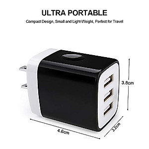 USB Plug Adapter, GiGreen 3-Multi Port USB Wall Charger Fast Charging Block Charger Box Compatible iPhone 14 13 Pro Max 12 SE 11 8 XS,Samsung Galaxy A23 5G S22 S21 FE A13 5G S10e S9 A52,Note21,Pixel 7