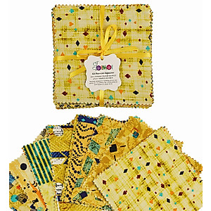 Soimoi Geometric with Texture Print Precut 10-inch Cotton Fabric Quilting Squares Charm Pack DIY Patchwork Sewing Craft