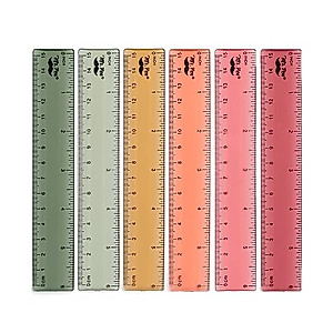 Mr. Pen- Ruler, 6 Inch, 6 Pack, Vintage Colors, Rulers for Kids, Rulers for School, Clear Plastic Ruler, Kids Ruler, Back to School Supplies, Clear Ruler, Ruler with Centimeters and Inches