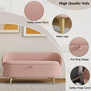 Loveseat Sofa Small Couch with Storage Space, 50" Sofa Couch 2 Seat Loveseat with Golden Metal Legs for Living Room/Bedroom/Lounge