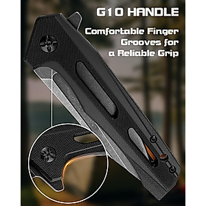 Dispatch Folding Pocket Knife with Clip, 3.58 Inch 8Cr13MoV Steel Clip Point Blade with G10 Handle, Tactical Pocket Knife for Men Outdoor Camping Hunting Hiking Survival Pocketknife