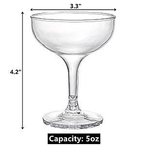 Peohud Set of 18 Coupe Cocktail Glasses, 5 Oz Unbreakable Acrylic Martini Glasses, Reusable Champagne Cups for Party, Home, Bar, Wedding, Picnic