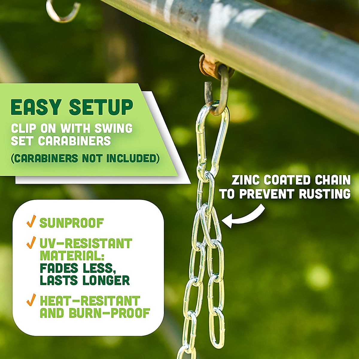 Deluxe High Back Full Bucket Toddler Swing with Exclusive Chain & Triangle Dip Pinch Protection - Green - Squirrel Products