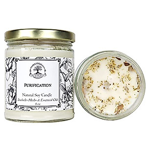 Purification Soy Herbal Candle by Art of the Root | Handmade, Natural Soy Wax | Aromatherapy, Manifestation | Negativity, Spiritual Cleansing & Banishing Rituals | Wicca, Pagan & Magick