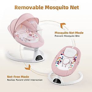 Jaoul Electric Baby Swing with Bluetooth, Remote Control, Music, 5 Swing Speeds, Harness - For Infants