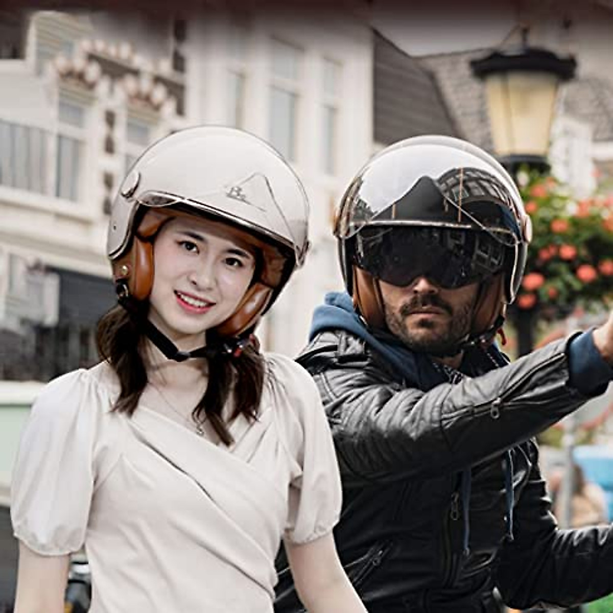 Girl Motorcycle Helmet Women's Retro Vespa 3/4 Half Helmet Summer Lightweight Men'sVantage Open Face Helmet for Adult Scooter ATV Cruiser Bobber DOT/ECE Approved Street ATV Moped Helmet-C||Large