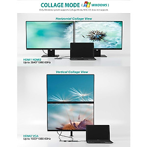 USB C Hub, Tiergrade 9 In 1 Triple Display Collage Display Laptop Docking Station with 2 4K HDMI, VGA, PD, USB 3.0 and TF/SD Card Reader, USB C Dock for MacBook/Dell/HP/Lenovo and Other Type-C Laptops