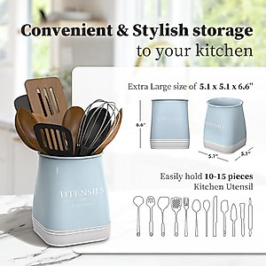 ADDFIT HOUSE Ceramic Utensil Holder - Large Ceramic Kitchen Utensil Holder for Countertop, Large Cooking Tools Organizer, Utensil Crocks for Kitchen Counter, Utensil Storage for Home Décor, Gifts
