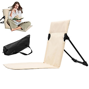 Eioflia Sunloungers, Beach Mat Recliner Lightweight Beach Mat with Backrest One-Step Assembly Foldable Beach Mat Chair with Carry Bag for Holidays Garden Camping Park Beige