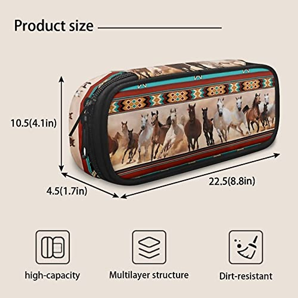 DISNIMO Western Horse Kids School Backpack Set for Boys Girls 8-12,Insulated Lunch Bag+Pencil Pen Pouch+Cloth Book Sleeve+Stretchy Book Cover+Keychain+Water Bottle Holder School Supplies