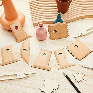 Amylove 7 Pcs Pottery Tools Pottery Foot Shaper Trimming Tools Profile Rib Bundle Foot Shaper for Ceramics for Carving Clay Molds Clay Texture Ribs Ceramics, Beech Wood, Stylish Style