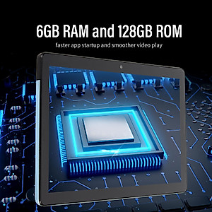 GLOGLOW Tablet PC, Front 8MP 6GB RAM 128GB ROM GPS 10.1 Inch 2 in 1 Tablet 2.4G 5G Dual Band WiFi 100-240V for Work for Learning for Android 12 (US Plug)