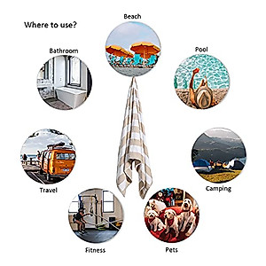 LULUHOME Plush Oversized Beach Towel - Fluffy Cotton Thick 36 x 70 Inch Chiffon Striped Pool Towels, Large Summer Cabana Swimming Towel for Adults