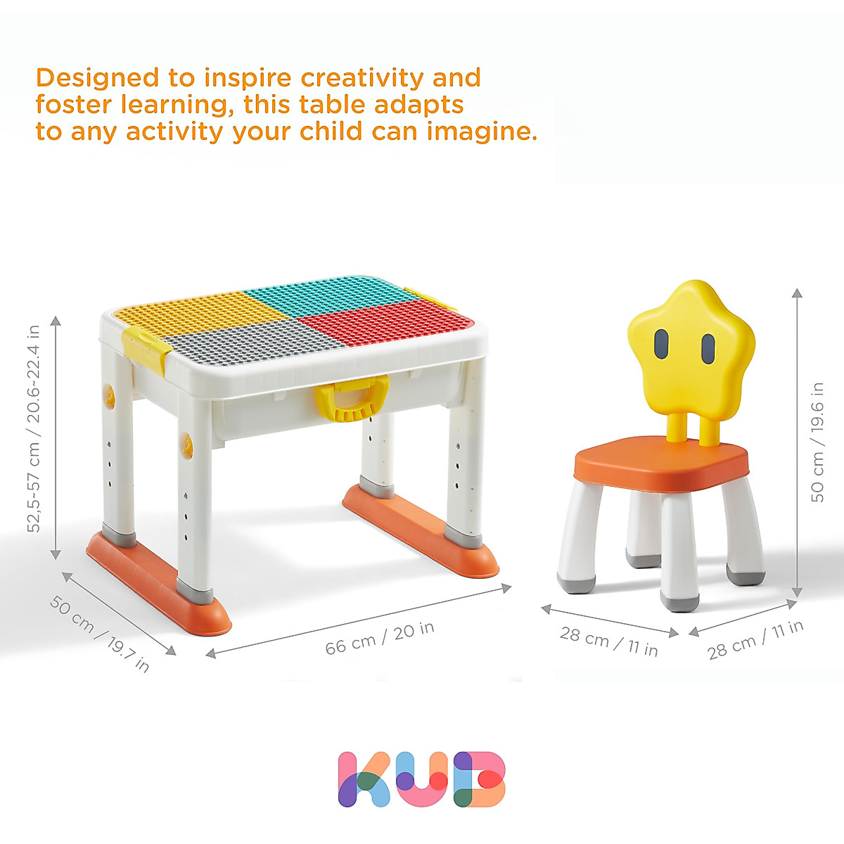 KUB Kids Activity Table Building Blocks Table and Chair Set Kids Play Table Water and Sand Table Learning Play Table for Boys Girls 3 4 5-10 Years Old
