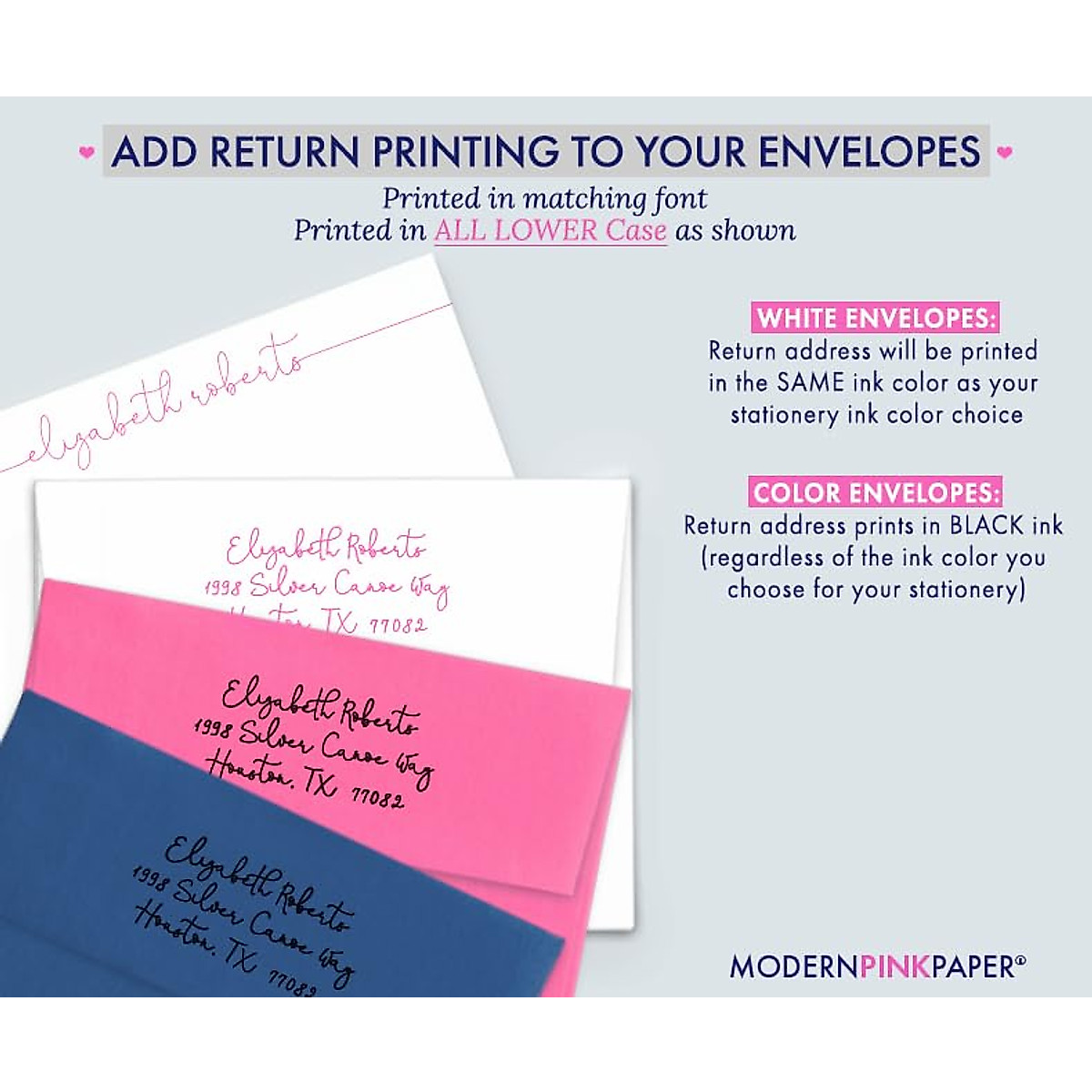 Personalized Stationery for Women, Modern Stationary for Women, FLAT OR FOLDED Note Cards with Envelopes, Your Choice of Colors and Quantity
