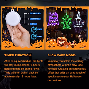 LOLStar Halloween Lights,3 Pack Ghost Tree, Haunted House, Candle Window Lights with Suction Cup, Upgrade Timer and Slowly Fade Functions Battery Operated Indoor Lights for Halloween Window Decoration