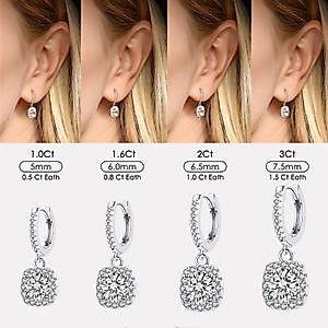 Diamond Earrings for Women, Hoop Earrings Moissanite Earrings 2Ct, Gifts for Wife Soulmate Mom Girlfriend, Anniversary Jewelry Present for Wife, Birthday Valentines Gifts