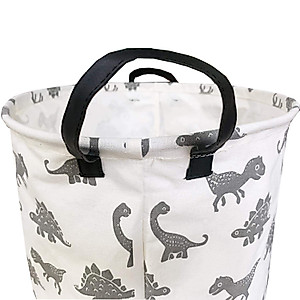 Large Dinosaur Laundry Basket 63L, ZUEXT 19.7x15.7 Inch Waterproof Collapsible Fabric Clothes Hamper, Canvas Toy Storage Bin, Nursery Bedroom Kids Boys Baby Hamper, Xmas Birthday Gift Basket