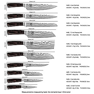 XYJ Professional Chef Knife Set Stainless Steel Kitchen Scissors Sharpener Rod Carry Bag Tools Laser Etched Sharp Blade Cleaver Santoku Knife For Cooking Cutter