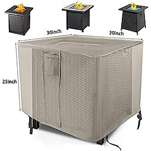 TheElves Fire Pit Cover,30 Inch Square Firepit Covers Gas Fireplace Propane Patio Fire Pit Table Cover - 30 x 30 x 25 Inch