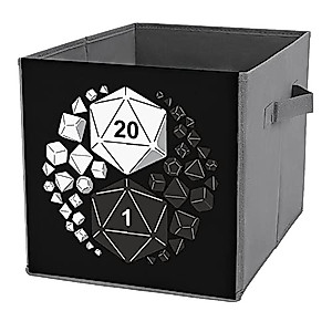 D20 Dice Yin Yang Collapsible Storage Bins Basics Folding Fabric Storage Cubes Organizer Boxes with Handles