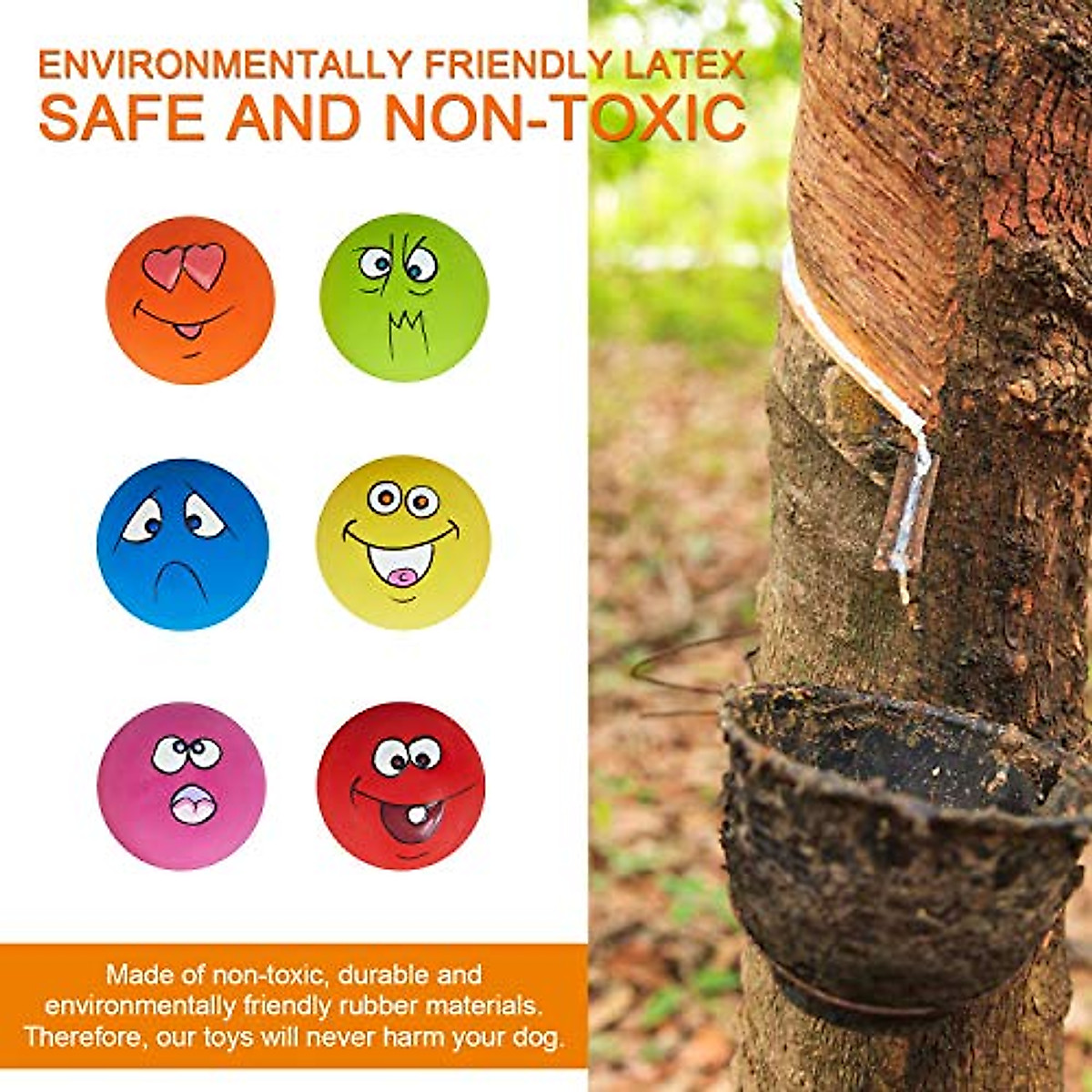 Coricorsu Dog Toy Squeaky Dog Toys Funny Face Chewing Latex Rubber Soft Fetch Play Interactive Dog Balls for Puppy Small Medium Pet Dog (6PCS)