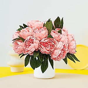 Softflame Artificial/Fake/Faux Flowers - Peony Bundle Pink Color, Pack of 5, Totally 25 Heads, for Wedding, Home, Party, Restaurant
