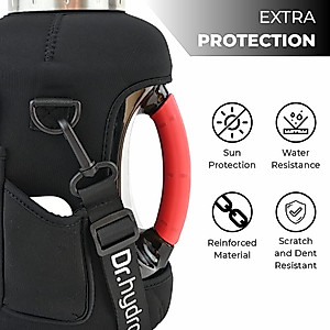 DR.HYDRO 3.2L Gallon Water Bottle with Insulated Storage Sleeve with Straw and Silicon Handle- BPA Free Large 100 oz water jug with Straw, reusable gallon jug perfect for Gym (Red Black)