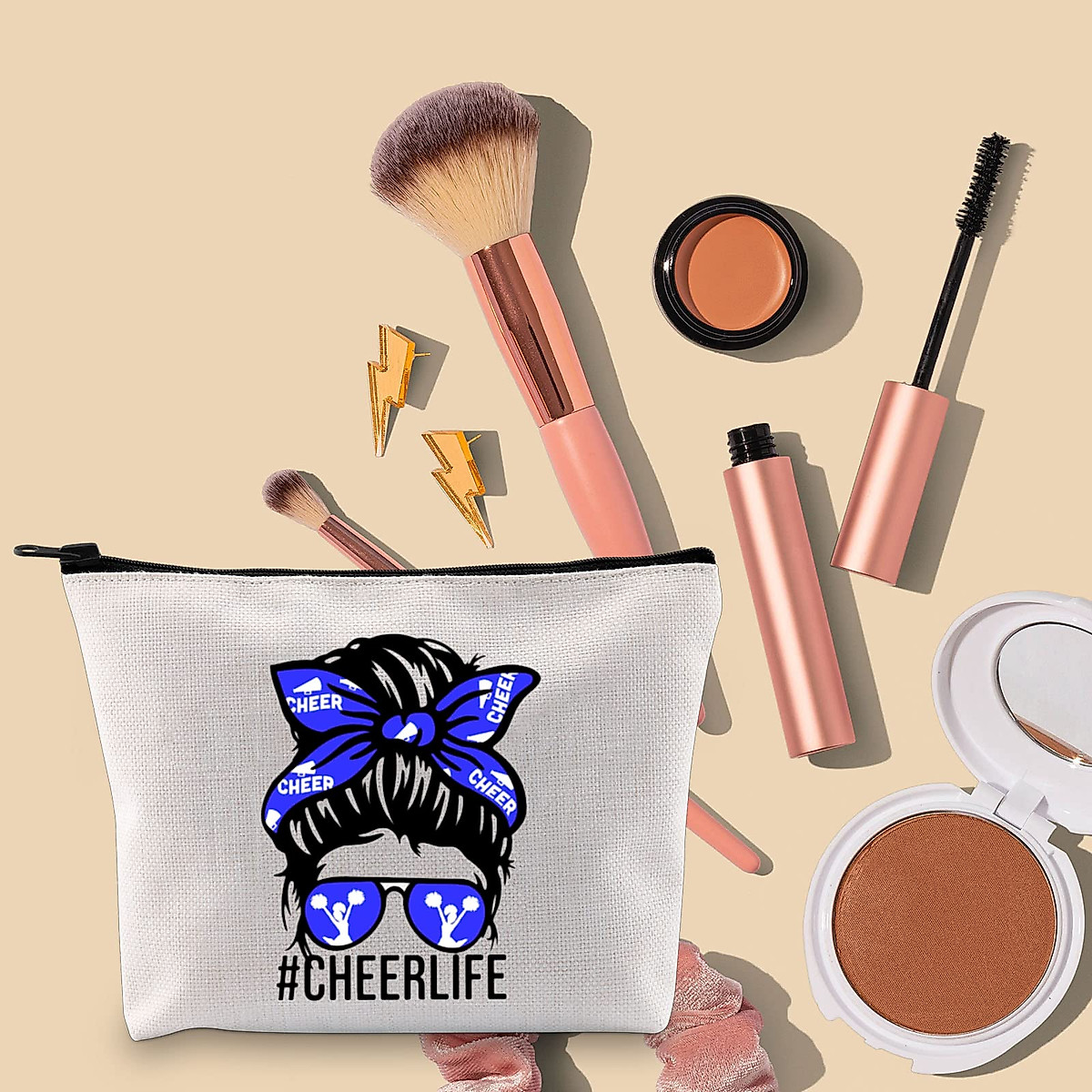 TOBGB Cheer Life Makeup Bag Cheerleader Gift Cheer Cosmetic Bag Cheerleading Gift Coach Gift Cheer Mom Gift (Cheer Life Bag)