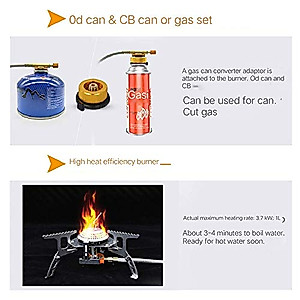 [2021 latest upgrade]Windproof Portable Camping Gas Stove,3500W With conversion adapter Folding Camping Stove with Pressure Ignition, Portable Stove, Suitable for Outdoor Backpacking/Hiking