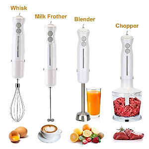 Immersion Hand Blender, Handheld Blender, 5-in-1 Multi-Function Stick Mixer, 600w 10 Speed Manual Mixer With Turbine, Mixer For Food Whipping, Milk Mixer/Egg Mixer,/Mortar and Beaker/Measuring Cup