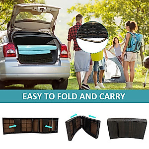 RELAX4LIFE Chaise Lounge Chair Recliner Patio Adjustable Folding Reclining Wicker Chair with 5 Backrest Positions, Removable Upholster for Pool, Garden Outdoor PE Rattan Reclining Chair(2, Turquoise)