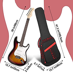 Muscab Electric Guitar Bag 7mm Padding Electric Guitar Case, 39 Inch Electric Guitar Gig Bag Backpack with Neck Strap and Pockets, Black