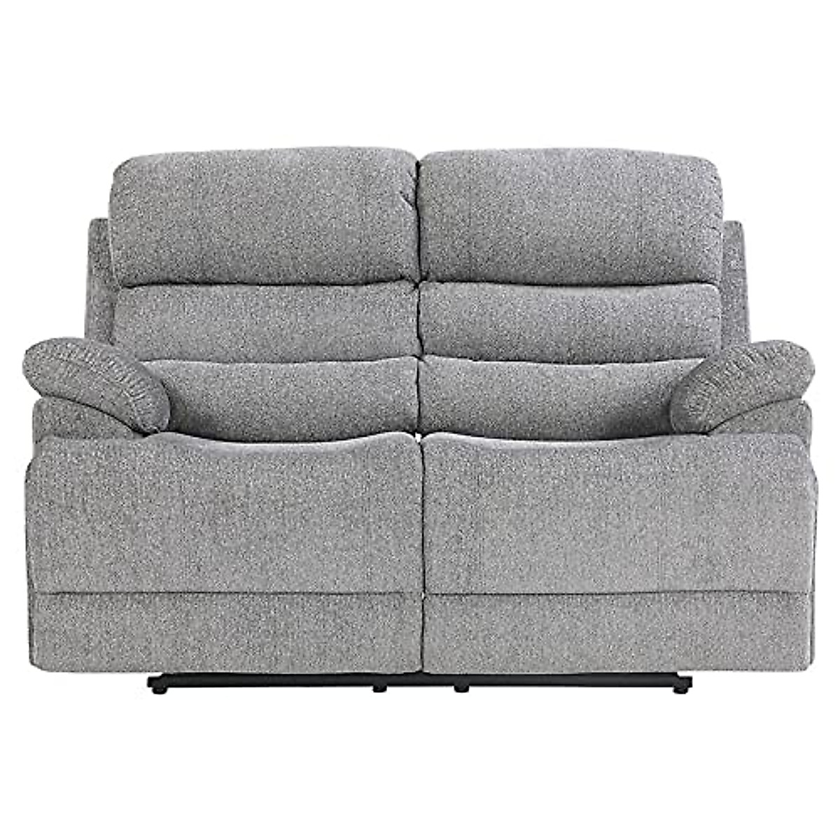 Pemberly Row Electric Loveseat Recliner with Adjustable Headrest, Power Sofa Recliner with USB Charging Ports in Gray Chenille Fabric, Upholstered Reclining Couch for Living Room Home Office Theatre
