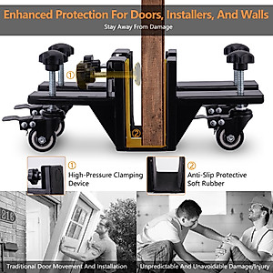 Door Installation Tool Kit, 2 Pcs Door Installation Dolly, Heavy Duty Door Board Dolly for 1" to 2-3/8" Pre-Hung, Slab, and Front Doors, Barn Doors Up To 1000 Lbs