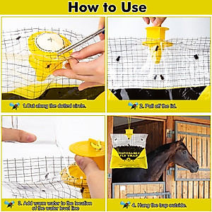 Glovv Fly Traps Outdoor Hanging, 4 Natural Pre-Baited Fly Hunter Stable Horse Ranch Fly Trap, Mosquito Fly Bags Outdoor Disposable Catchers Killer Repellent for Barn Farm Patio & Camping