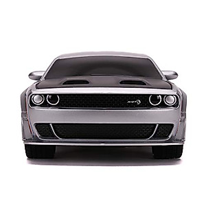 Jada Toys Bigtime Muscle 1:16 2019 Dodge Challenger SRT Hellcat RC Remote Control Car 2.4 GHz Silver, Toys for Kids and Adults