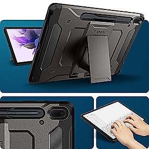 Spigen Tough Armor Pro Designed for Galaxy Tab S7 FE 12.4" 2021 Case with S Pen Holder (2021) - Gunmetal
