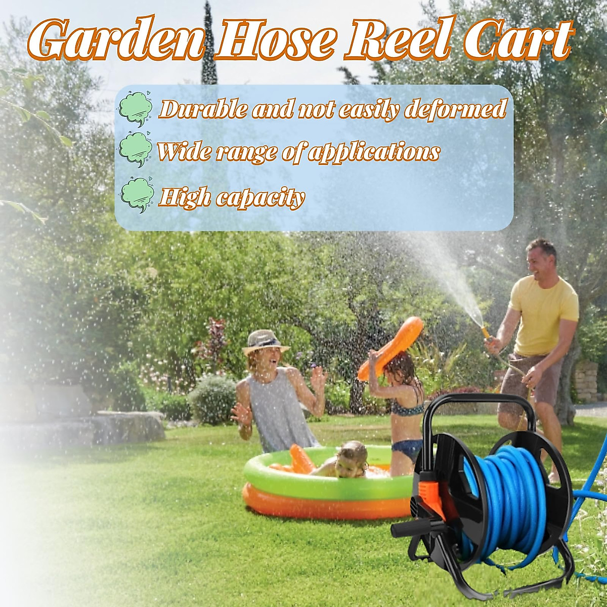 Hose Reel, Portable Garden Hose Reel Cart, Water Hose Holders for Outside, Water Pip Storage Rack ABS Single Arm Tool for Garden Car Washing Watering (25 x 20 x15 cm)