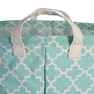 DII Laundy Collection, PE Coated Collapsible Bin, Aqua Lattice, Laundry Hamper