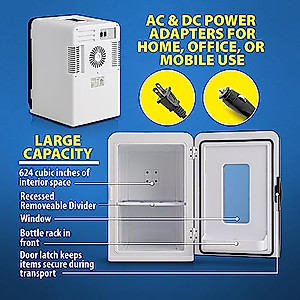 Koozam Mini Portable Compact Fridge and Warmer - For Desk home or travel Keep Your Drinks and Snacks Cosmetics and Skin Care Fresh Anywhere You Go - With Display Controller