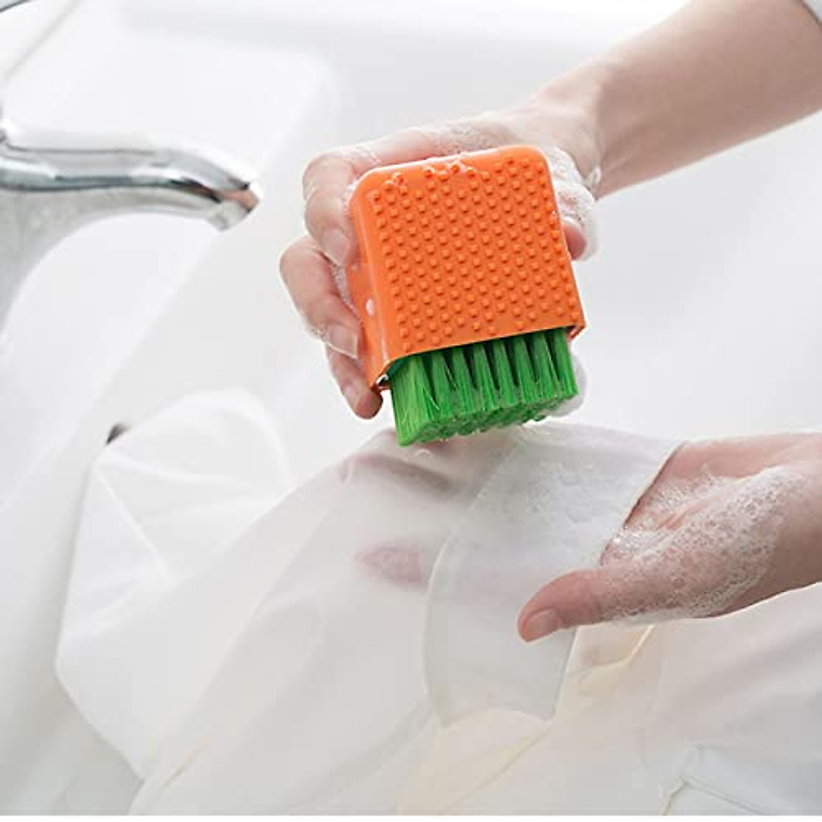 Selaurel 2 Pack Silicone Laundry Brush Scrub Multi-use Household Cloth Washing Brush Dual-use Scrubbing Brush for Clothes Underwear Shoes, Plastic Soft Cleaning Tool